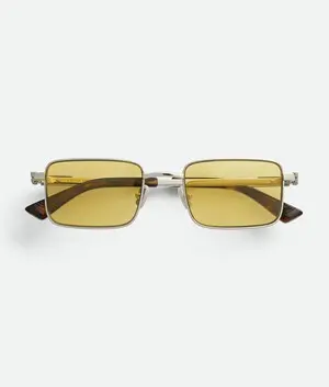 BOTTEGA  VENETA Classic Rectangle Sunglasses - Silver/yellow