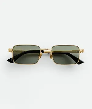 BOTTEGA  VENETA Classic Rectangular Sunglasses - Gold/green