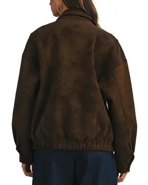 LUVEE Oversized Faux Suede Bomber Jacket