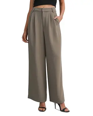 LUVEE Pleated Dress Pants - Dark Mocha