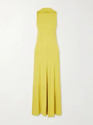 ESSE STUDIOS Solina Cowl Open-back Cape-effect Maxi Dress - Yellow