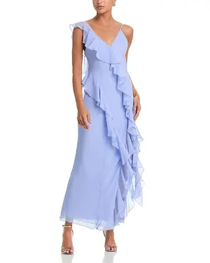 Aqua Ruffled Maxi Dress - Sky Blue