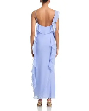 Aqua Ruffled Maxi Dress - Sky Blue