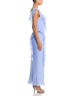 Aqua Ruffled Maxi Dress - Sky Blue