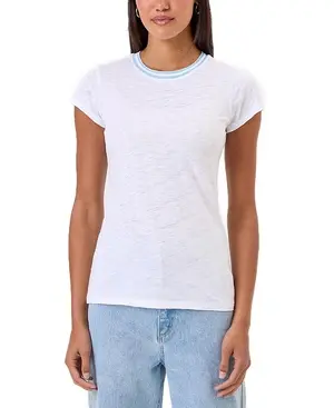 GOLDIE LEWINTER Double Shimmer Tipped Ringer Tee - White / Blue