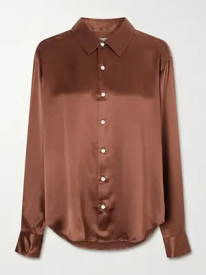 Comme Si La Classica Silk-charmeuse Shirt - Brown