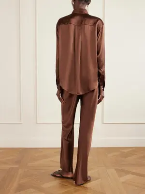 Comme Si La Classica Silk-charmeuse Shirt - Brown