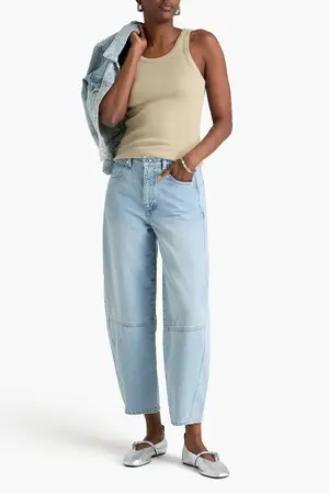 FRAME The Twisted Cropped Barrel-leg Jeans