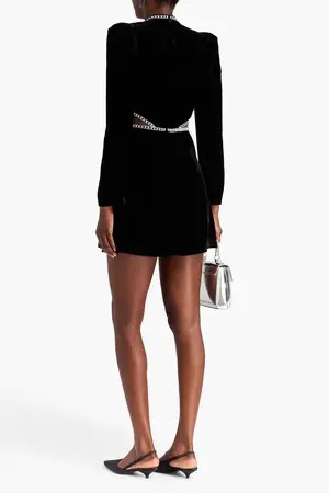 Sandro Embellished Tulle-trimmed Velvet Mini Dress