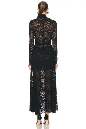 Rabanne Long Sleeve Lace Maxi Dress
