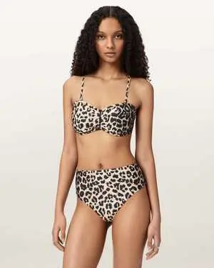 ALLSAINTS Strapless Animal Print Bikini Top - Brown