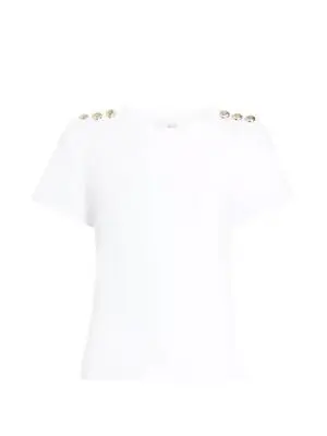 Cinq À Sept Button Embellished T-shirt - White