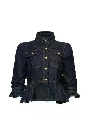 Cinq À Sept Delanie Denim Jacket With Ruffled Sleeves