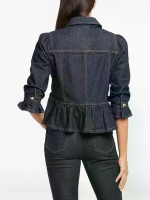 Cinq À Sept Delanie Denim Jacket With Ruffled Sleeves