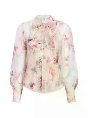 Cinq À Sept Floral Bouquet Tie Shirt - Neutrals