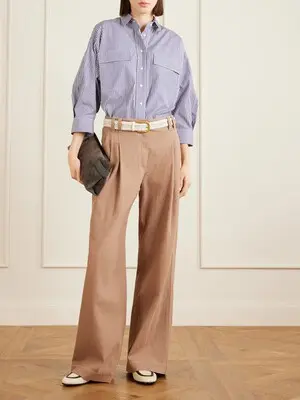Brunello Cucinelli Striped Cotton-poplin Shirt - Blue