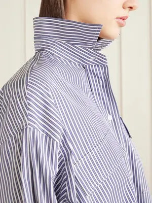 Brunello Cucinelli Striped Cotton-poplin Shirt - Blue