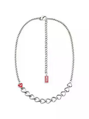 DIESEL® Heart-charm Chain Necklace - Silver
