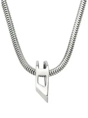DIESEL® D Logo Pendant Chain Necklace - Silver