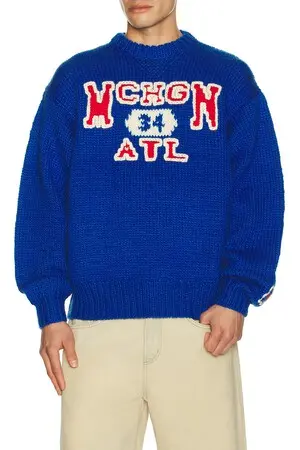 RICE NINE TEN Hand Knitting Sweatshirt - Blue
