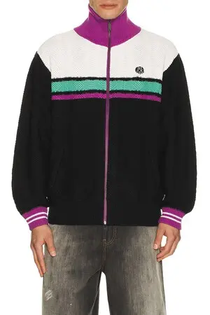 RICE NINE TEN Knitting Jogging Suit Jacket - Black