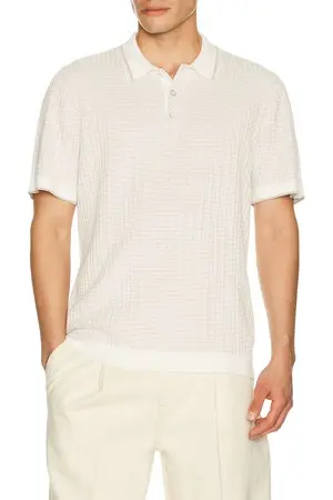 Rag & Bone Harvey Rib Polo In Grey - Chalk