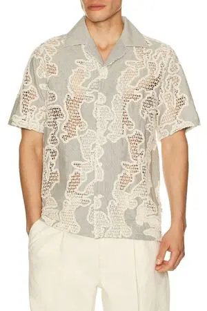 Nn07 Short Sleeve Crochet Shirt - Deep Truffle