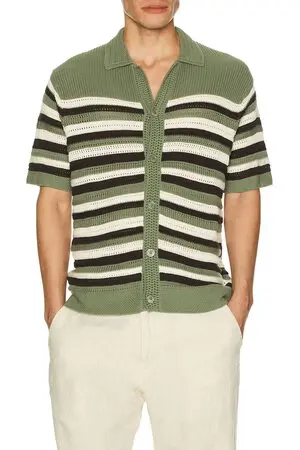 Nn07 Lars Polo Cardigan In Green