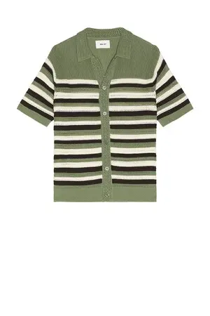 Nn07 Lars Polo Cardigan In Green