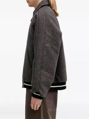 WALES BONNER Buttoned Herringbone-pattern Bomber Jacket