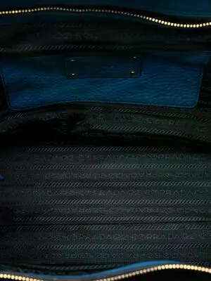 Prada Vitello Daino Open Convertible Tote Satchel - Blue