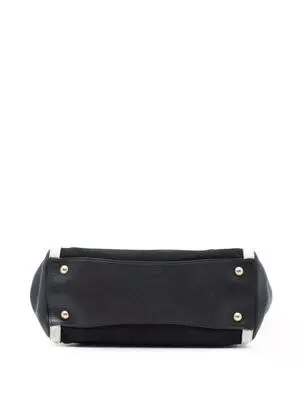 Prada Bicolor Saffiano Trimmed Canvas Satchel - Black