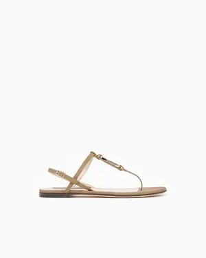 Giorgio Armani Leather Flat Thong Sandals