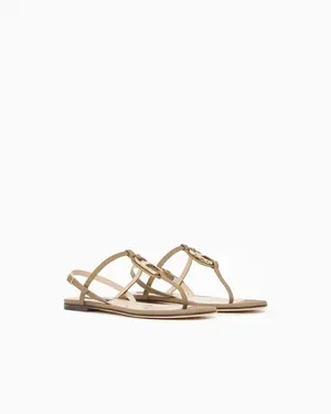 Giorgio Armani Leather Flat Thong Sandals