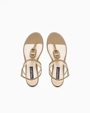 Giorgio Armani Leather Flat Thong Sandals