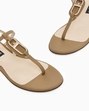 Giorgio Armani Leather Flat Thong Sandals