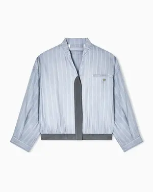 Giorgio Armani Pinstriped Silk And Linen Blouson