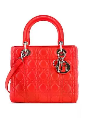 Dior Lady Bag Cannage Quilt Lambskin Medium - Red