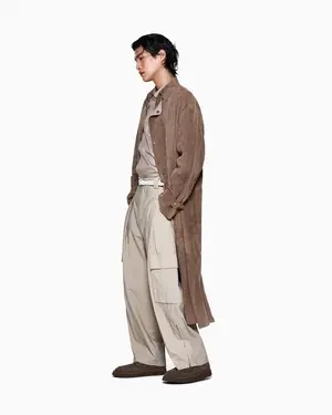 Giorgio Armani Suede Lambskin Single-breasted Trench Coat