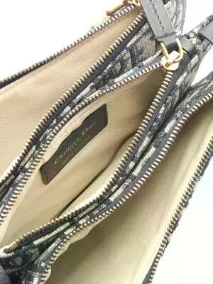 Dior Oblique Canvas Saddle Triple Zip Crossbody Bag - Brown