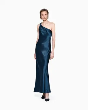 Giorgio Armani Long One-shoulder Silk Dress