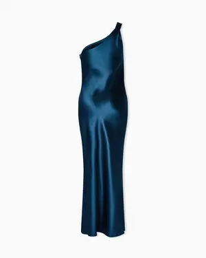 Giorgio Armani Long One-shoulder Silk Dress