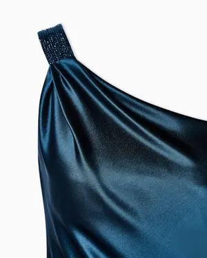 Giorgio Armani Long One-shoulder Silk Dress