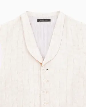 Giorgio Armani Jacquard Viscose And Linen Waistcoat - Beige