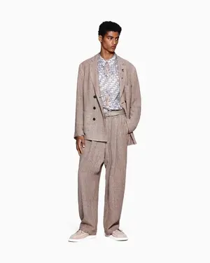 Giorgio Armani Double-breasted Mouliné Linen Jacquard Jacket