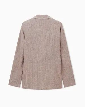 Giorgio Armani Double-breasted Mouliné Linen Jacquard Jacket