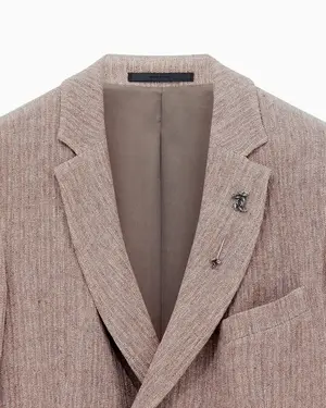 Giorgio Armani Double-breasted Mouliné Linen Jacquard Jacket