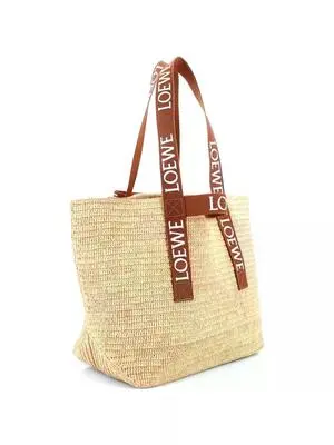 Loewe Fold Logo Strap Raffia Large Tote Bag
