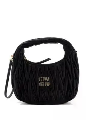 Miu Miu Wander Matelasse Satin Mini Hobo Bag - Black