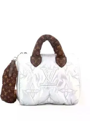 LOUIS VUITTON Speedy Bandouliere Bag Monogram Quilted Econyl Nylon 25 Shoulder Bag - Silver